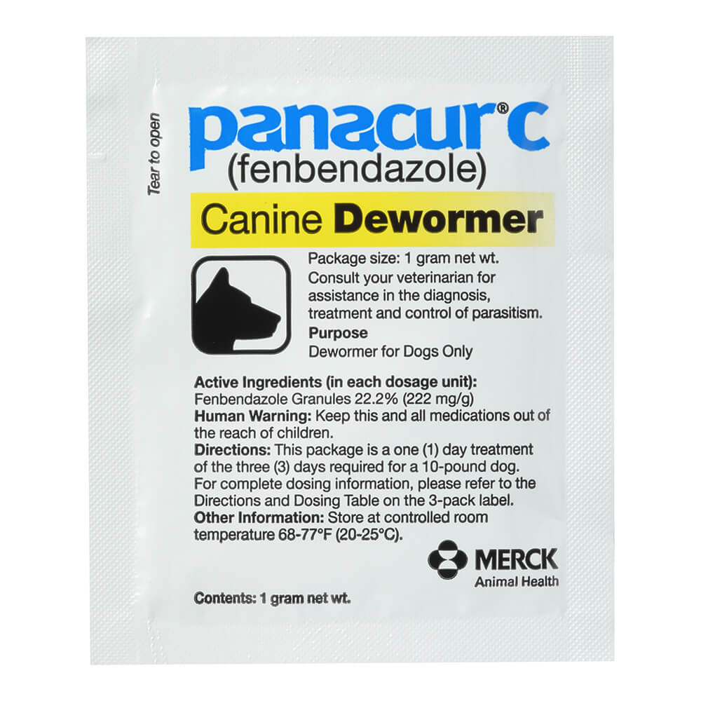 MERCK Panacur C Canine Dewormer (Fenbendazole) Three 1 Gram Packets Exp ...